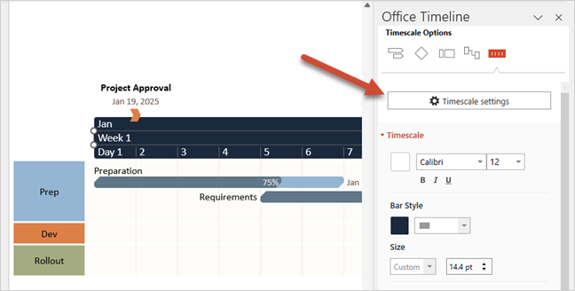 Set the interval between units on the scale