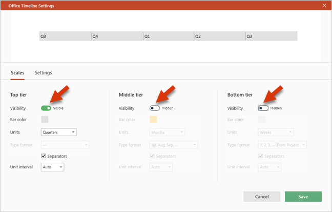 Display multiple timescales on your timeline
