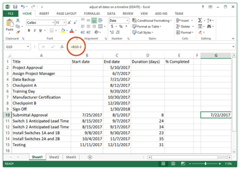 How to change all dates on the timeline when the project is rescheduled