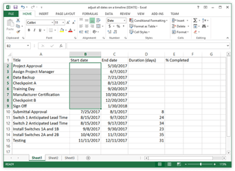 How to change all dates on the timeline when the project is rescheduled