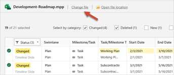 Refresh timeline data imported from Project