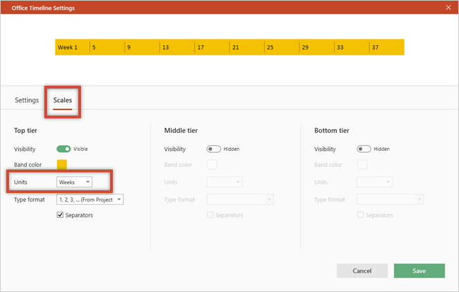 Create planning timelines that are not date-specific