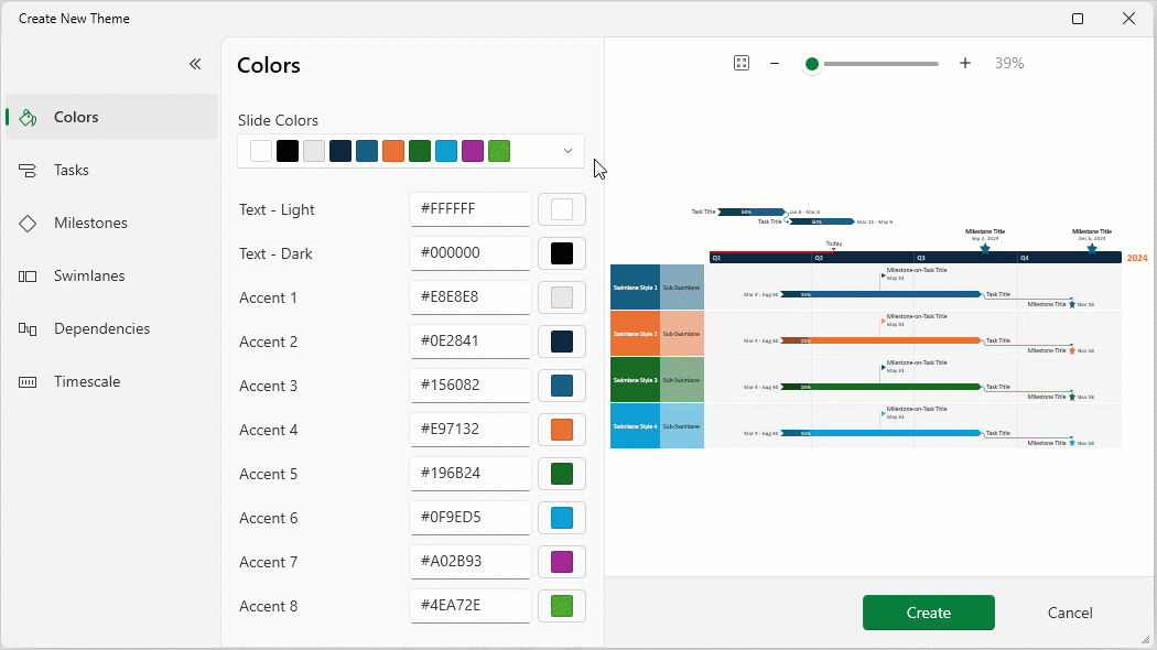 How to use timeline themes