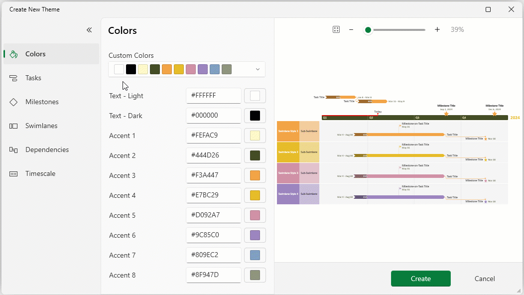 How to use timeline themes