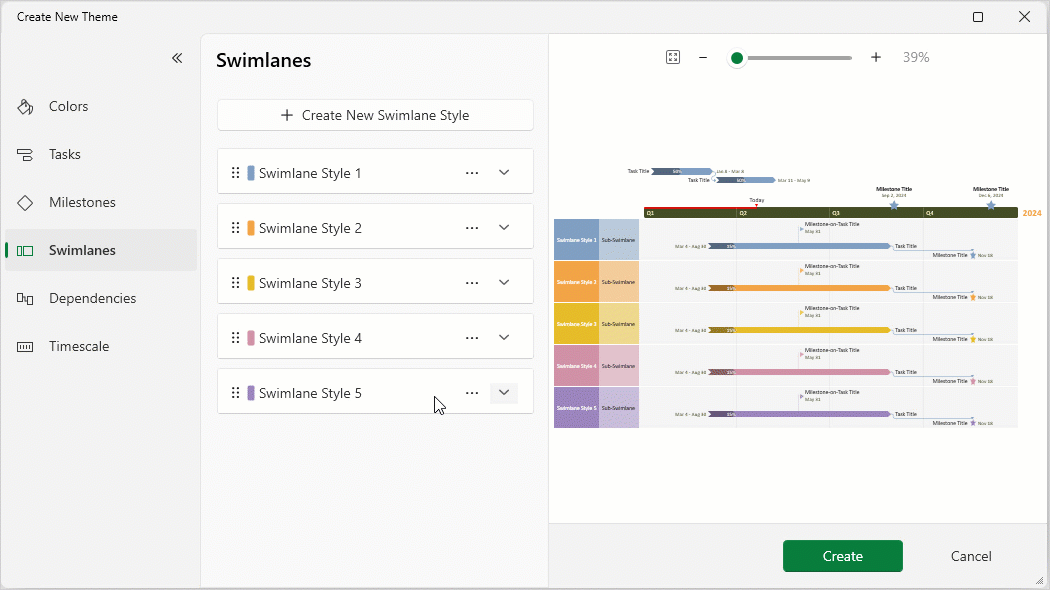 How to use timeline themes