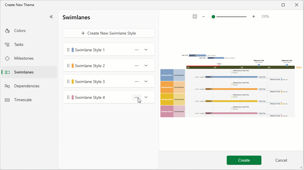 How to use timeline themes