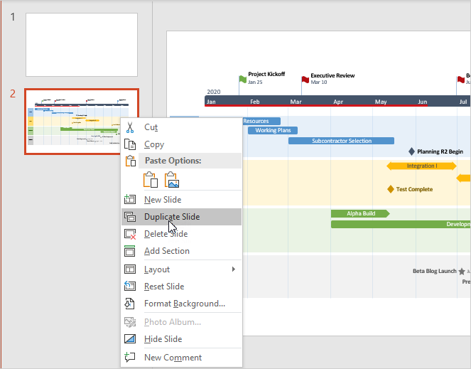 Split your Excel data across multiple timeline slides