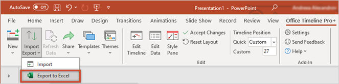 Exporting Office Timeline data to Excel