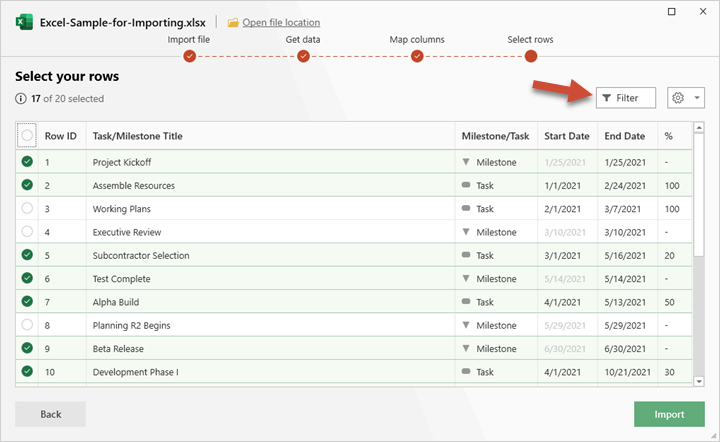 Import your Excel data into Office Timeline