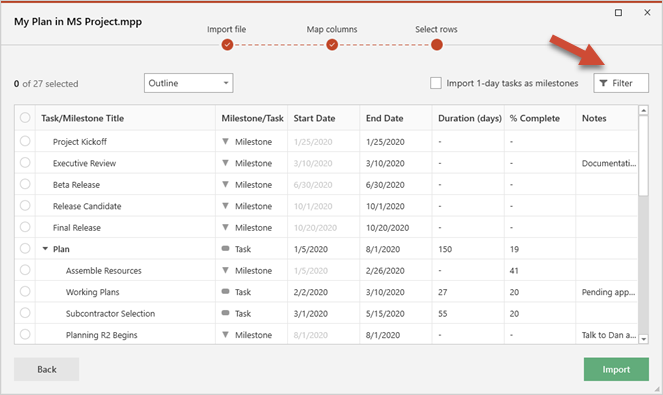 Import your Microsoft Project plan into Office Timeline