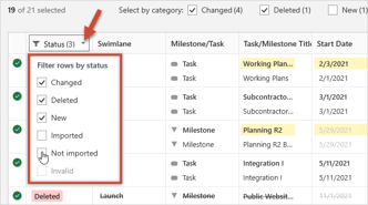 Refresh timeline data imported from Project
