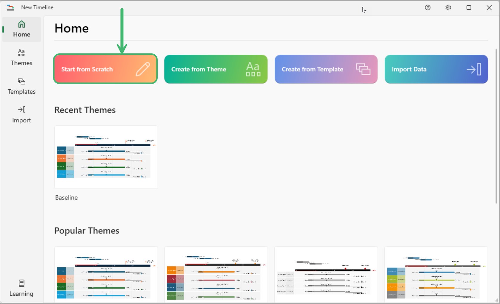 How to create a new timeline using the Timeline Wizard