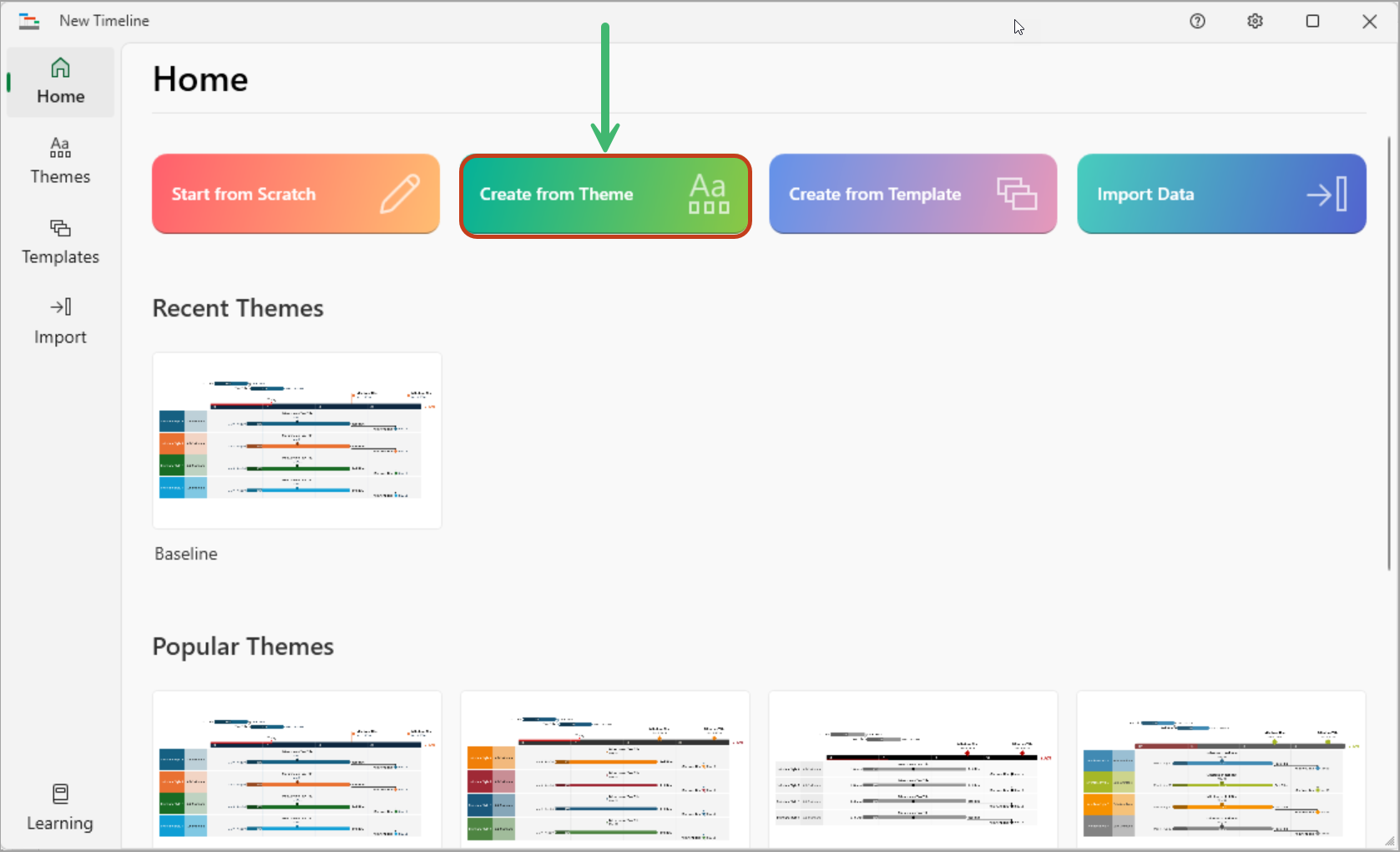 How to create a new timeline using the Timeline Wizard