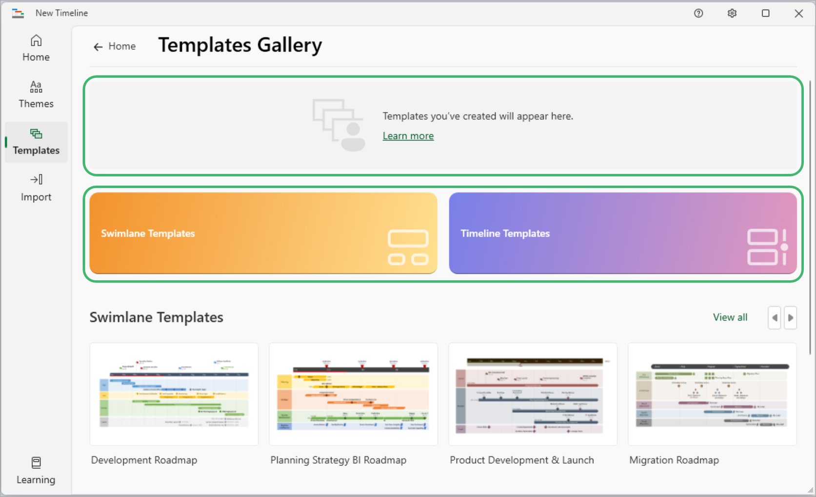How to create a new timeline using the Timeline Wizard