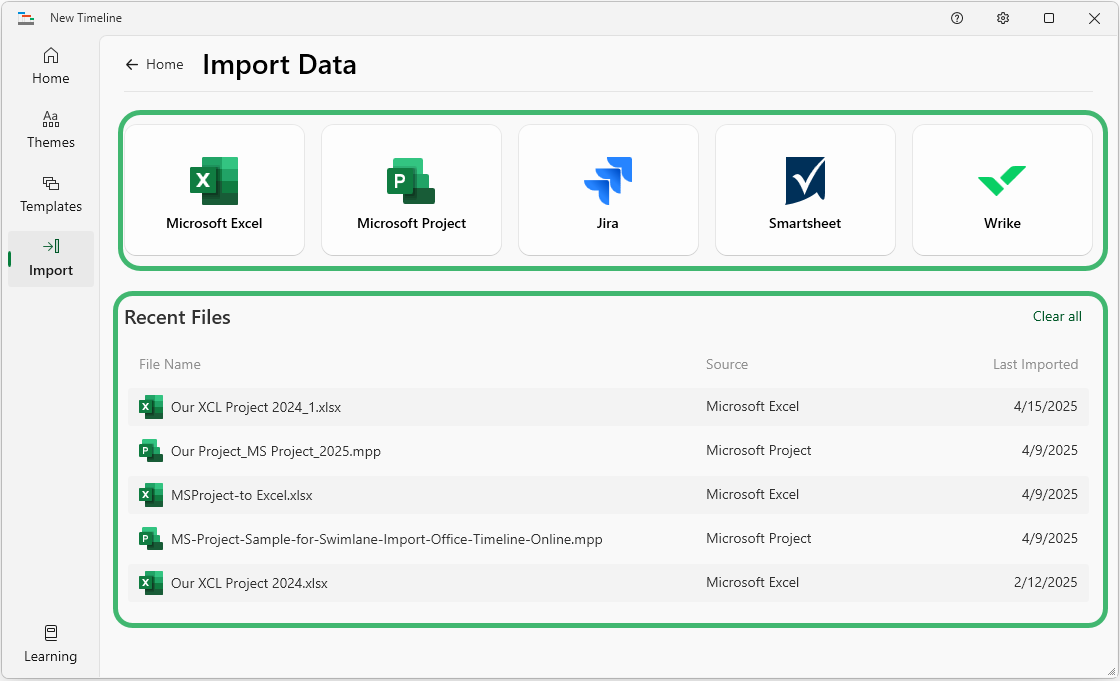 How to create a new timeline using the Timeline Wizard