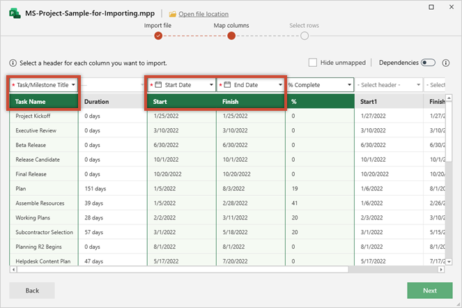 Import your Microsoft Project plan into Office Timeline