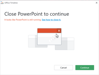 Can’t get past the “Close PowerPoint” message during installation