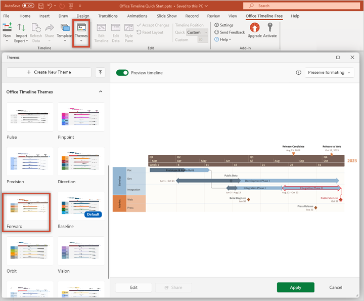 Quick Start to Office Timeline Free