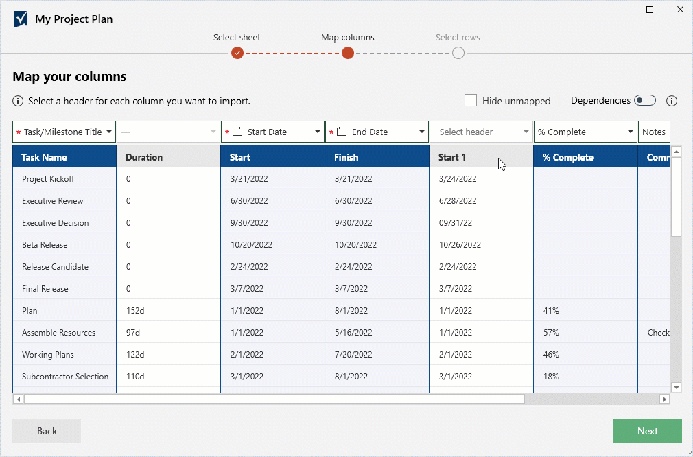 Import your Smartsheet data into Office Timeline