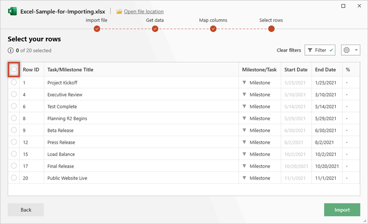 Import your Excel data into Office Timeline