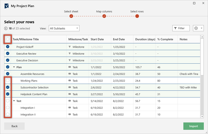 Import your Smartsheet data into Office Timeline