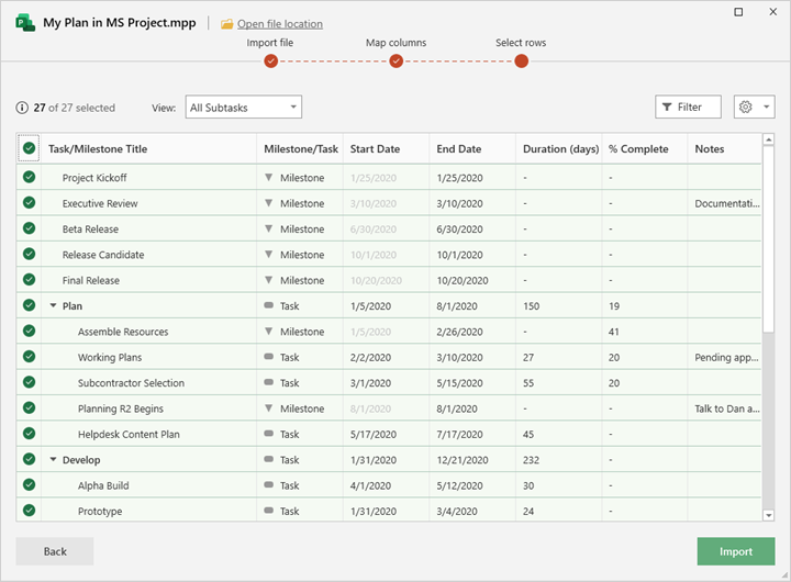 Import your Microsoft Project plan into Office Timeline