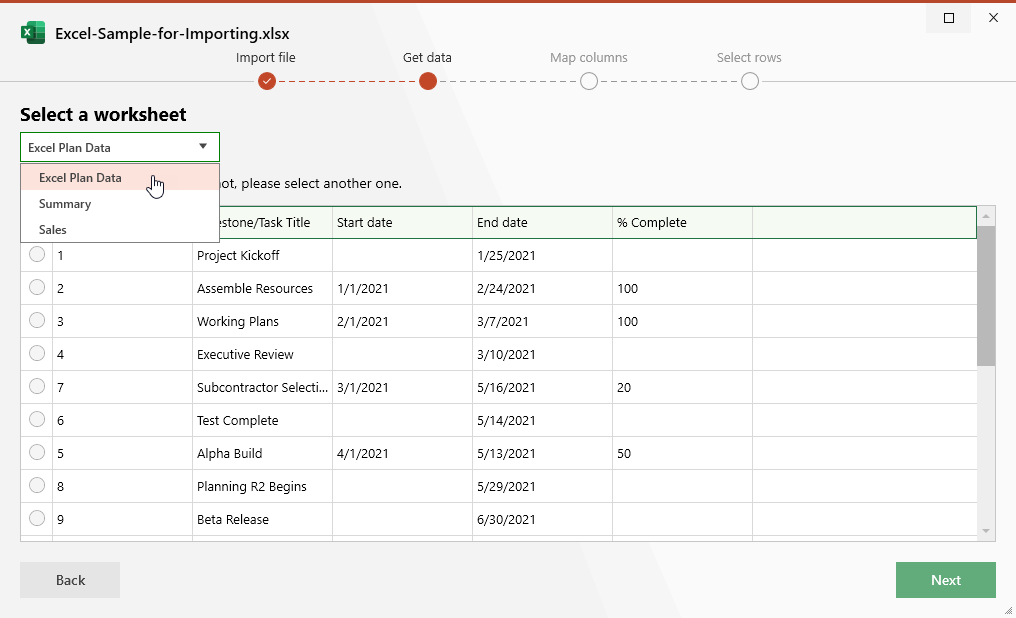 Import your Excel data into Office Timeline