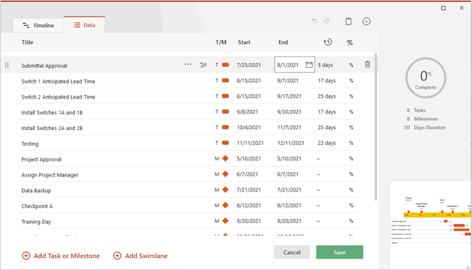 Create Planning Timelines That Are Not Date Specific