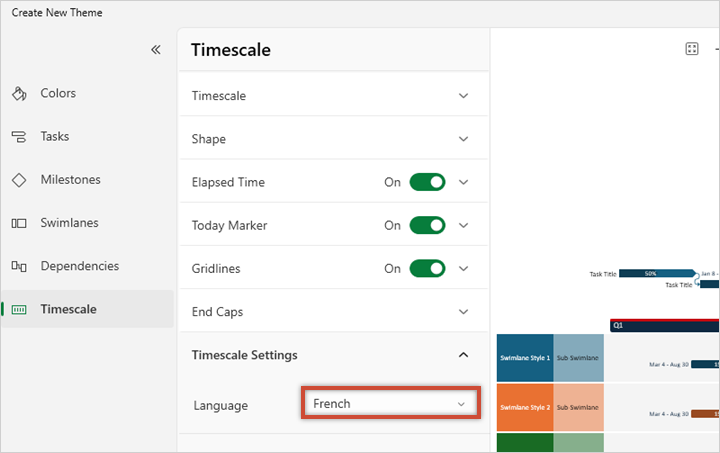 Change the language of your timeline