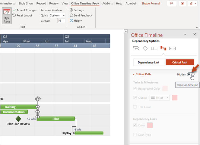 How to show and style the critical path