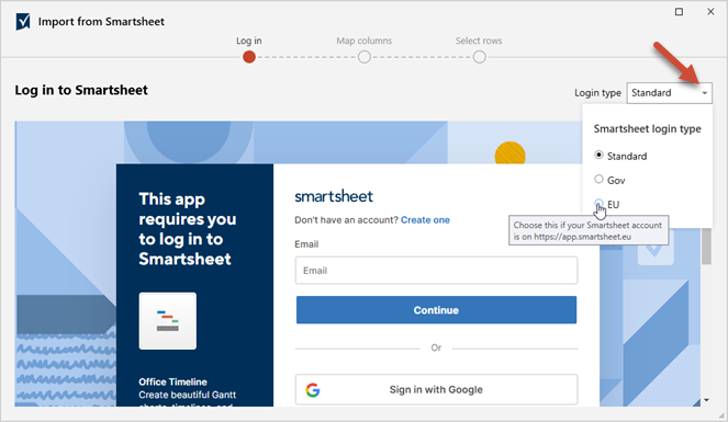 Import your Smartsheet data into Office Timeline