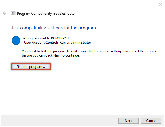 Run PowerPoint with Elevated Privileges