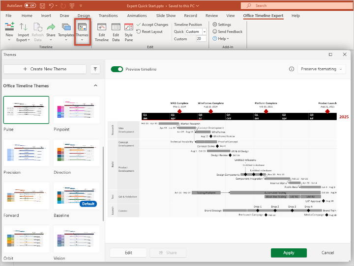Quick Start to Office Timeline Expert