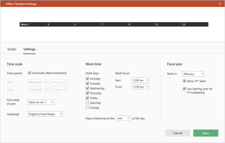 Change the timescale from months to anything else